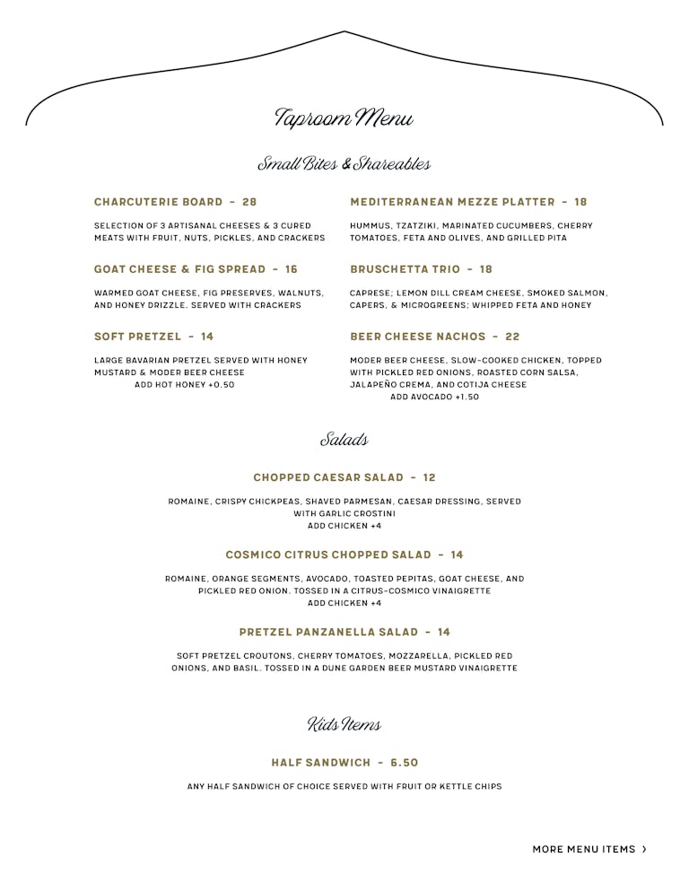 Taproom Kitchen Menu | Mocama Brewing Company